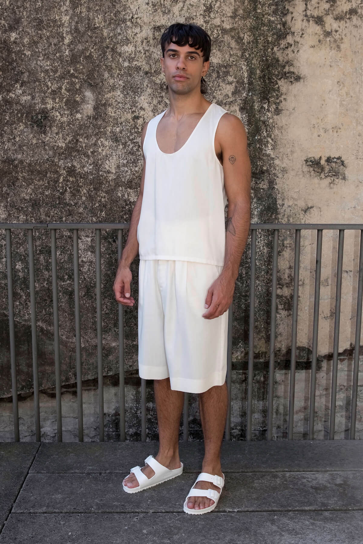 Low-Cut Singlet in White - The Glade Menswear